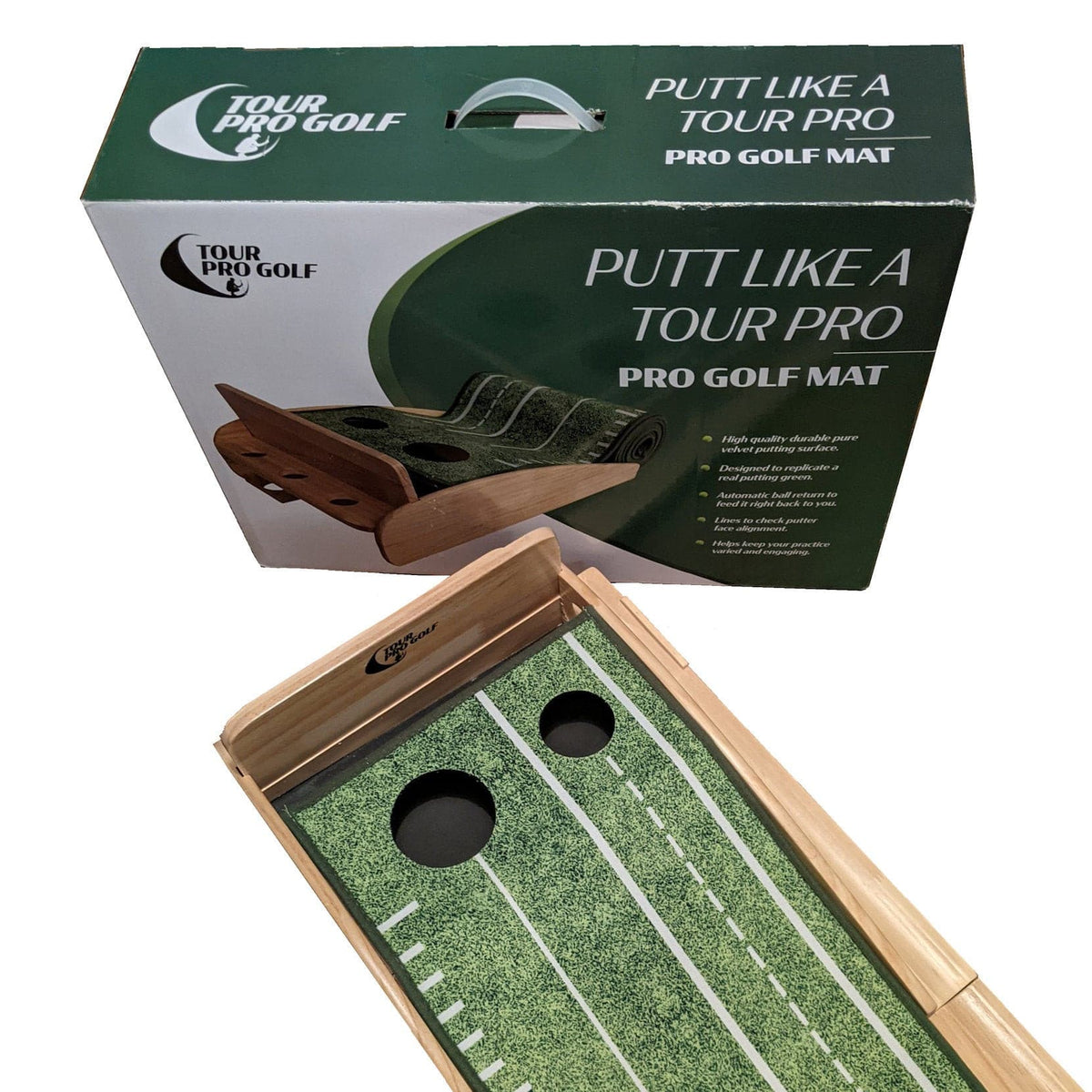 Tour Pro Golf Wooden Crystal Velvet Putting Mat